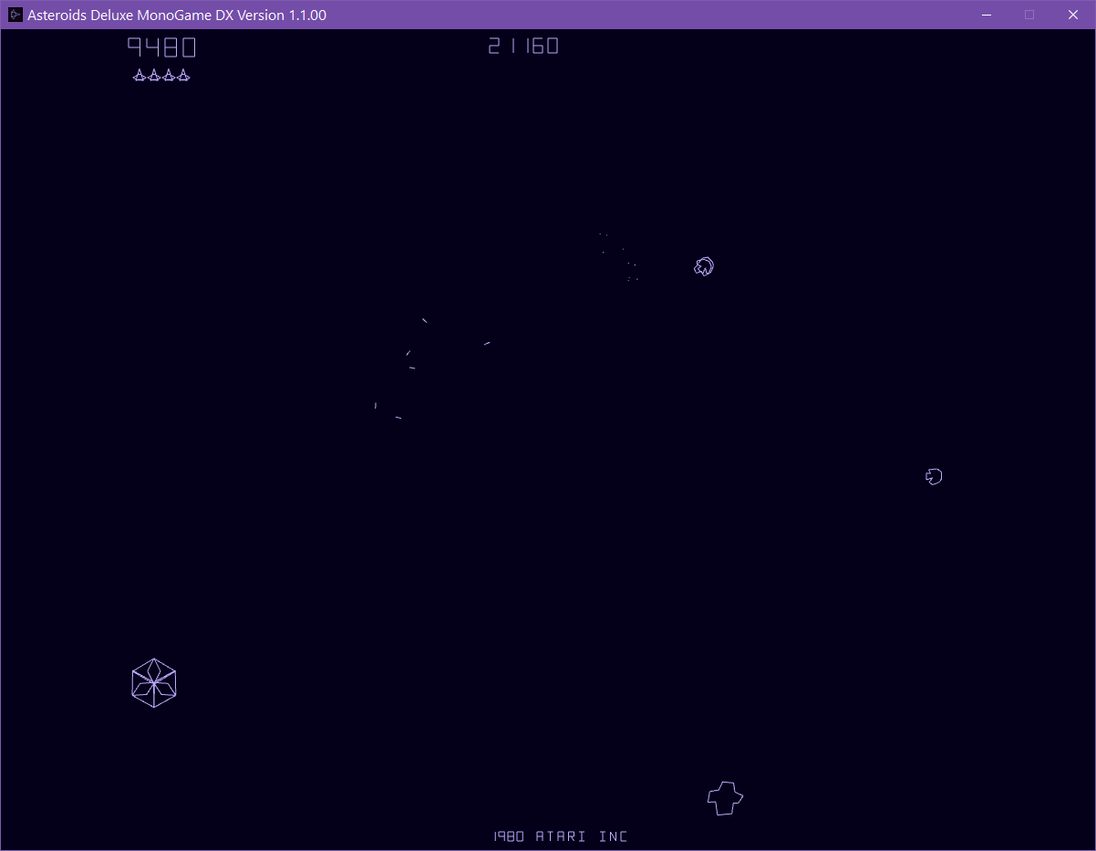 Asteroids Deluxe created in Visual Studio 2017 using Monogame 3.6 by LanceJZ